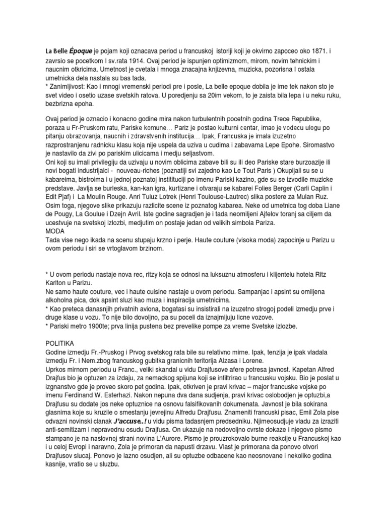 La Belle Epoque | PDF