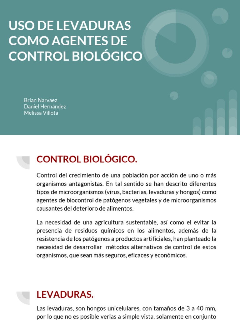 Uso De Levaduras Como Agentes De Control Biologico Pdf Levadura