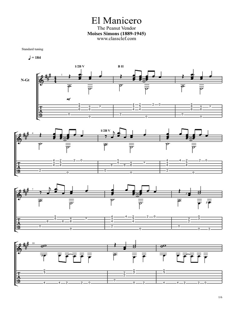 "El Manicero Guitar Tab" | PDF | Dance Music | Music Award Winners