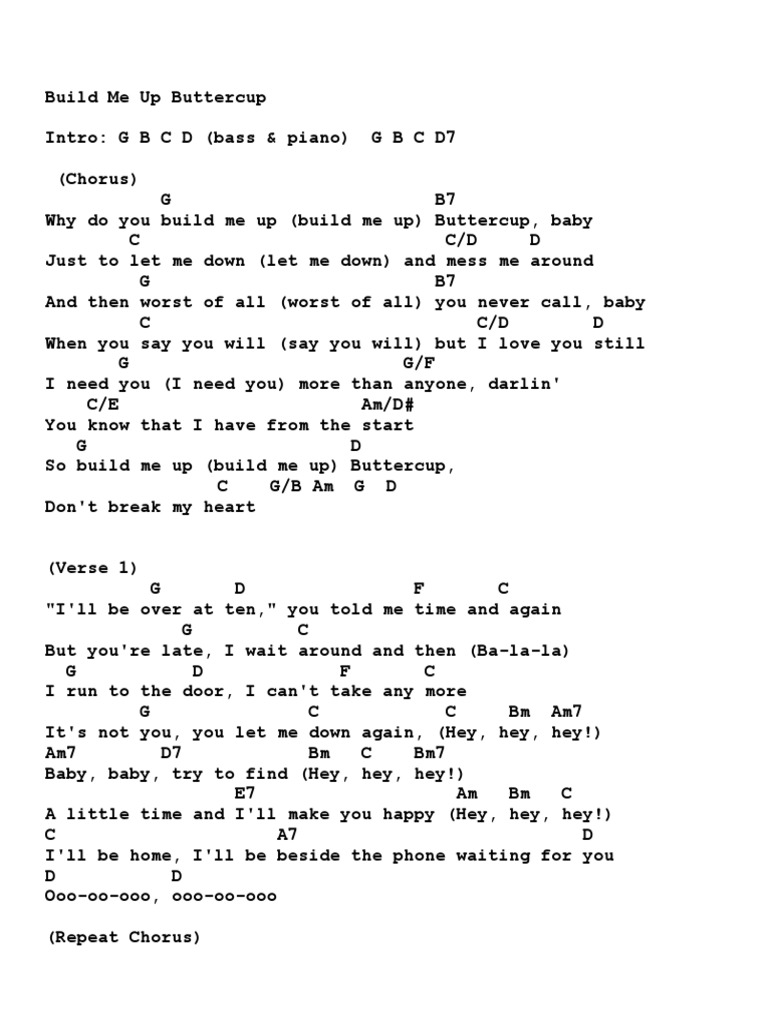 Build Me Up Buttercup1 | PDF | Song Structure | Songs
