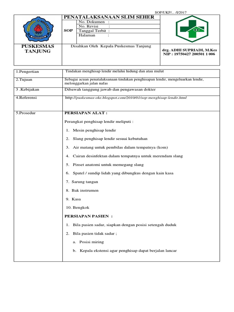 Sop Penatalaksanaan Slim Seher | PDF