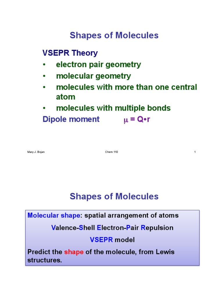 Shapes of Molecules: VSEPR Theory | PDF | Molecular Physics | Geometry