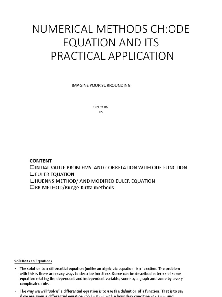 Numerical Methods Ch:Ode Equation and Its Practical Application | PDF ...
