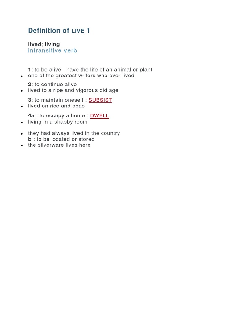 Definition of LIVE 1 | PDF
