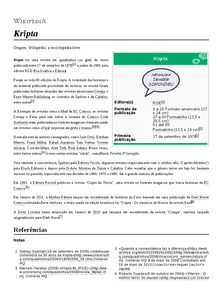Kripta | PDF | Quadrinhos | Indústria da mídia