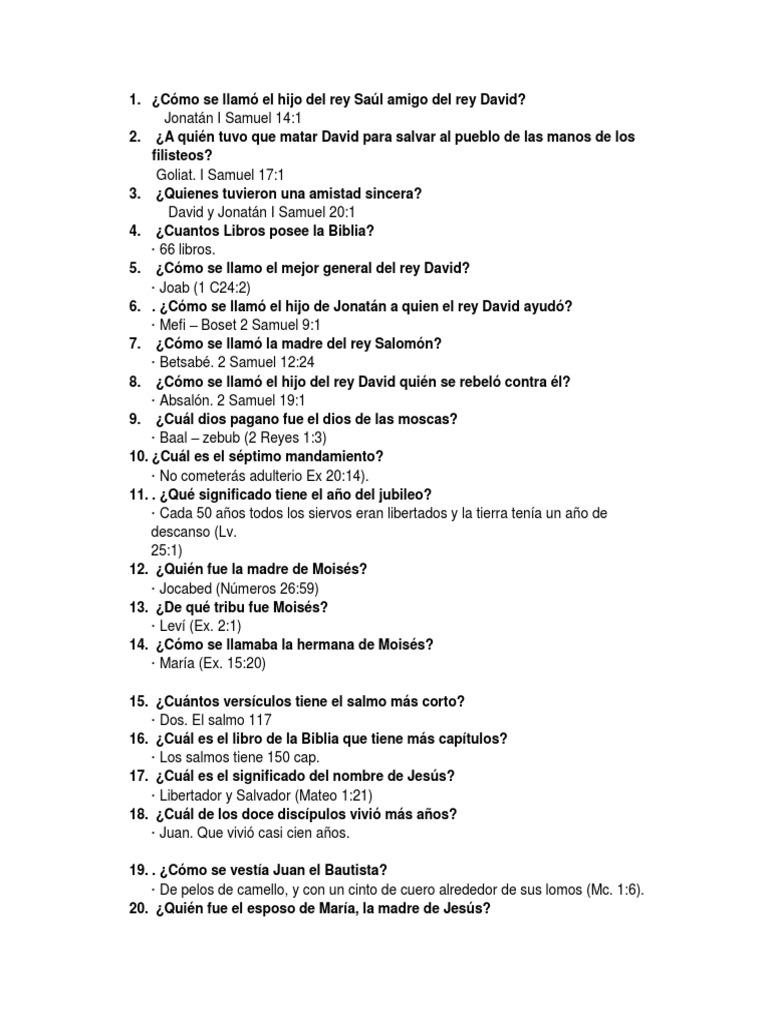 Esgrima Biblico 50 Preguntas | David | Juan el Bautista