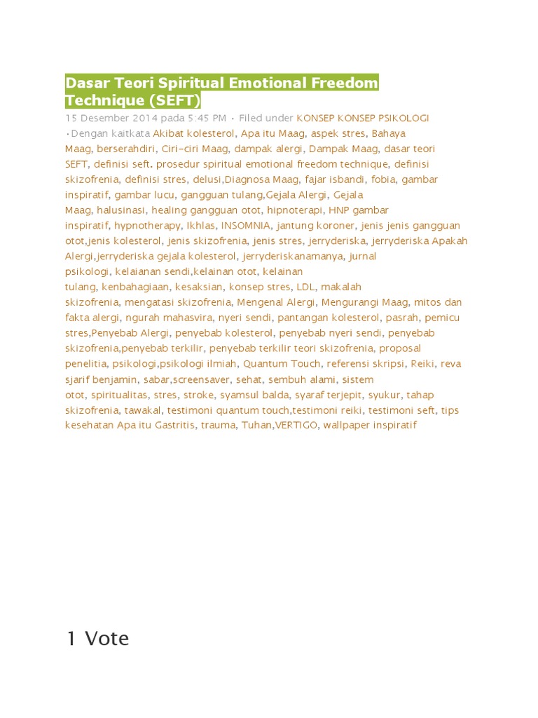 Dasar Teori Spiritual Emotional Freedom Technique | PDF | Filsafat
