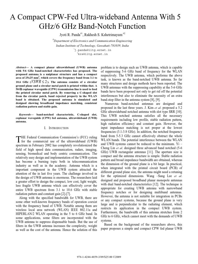 A.... A Compact CPW-Fed Ultra-Wideband Anten | PDF | Ultra Wideband ...