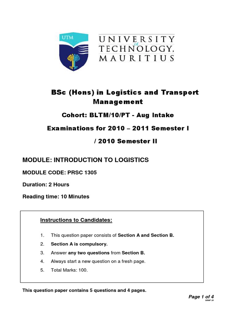 BSC (Hons) in Logistics and Transport Management | PDF | Strategic ...