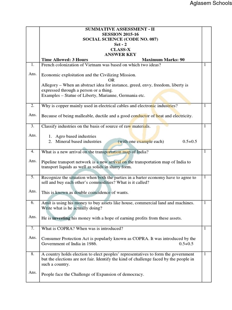 CBSE Class 10 Marking Scheme for Social Science | Democracy | Vietnam
