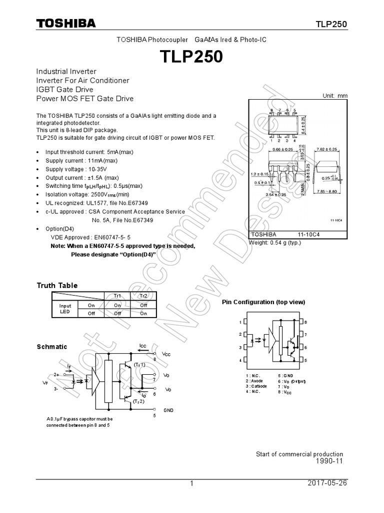 TLP250 | PDF | Reliability Engineering | Field Effect Transistor
