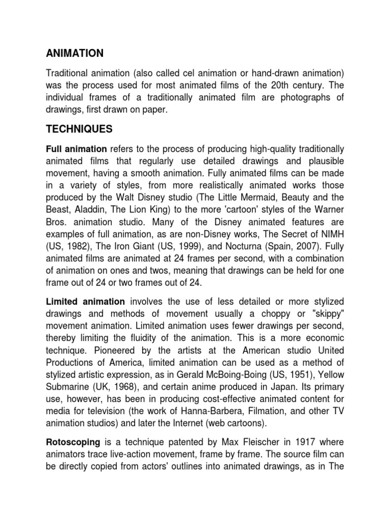 Animation: Full Animation Refers To The Process of Producing High ...