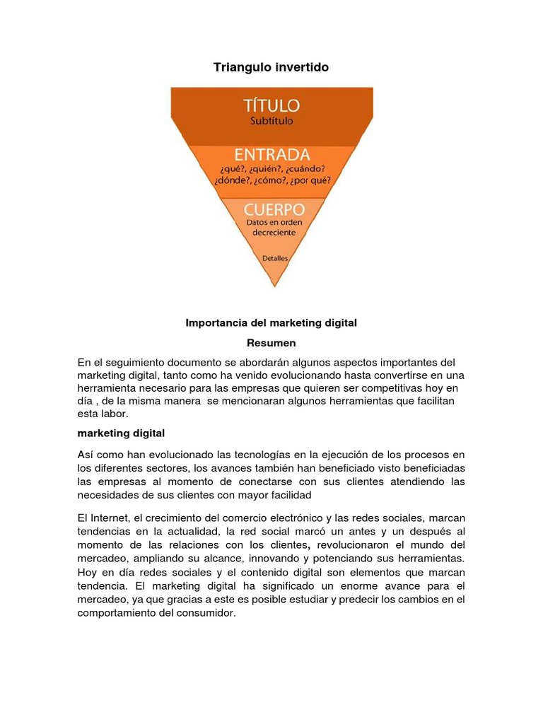 Triangulo Invertido, Importancia Marketing Digital | PDF | Publicidad ...