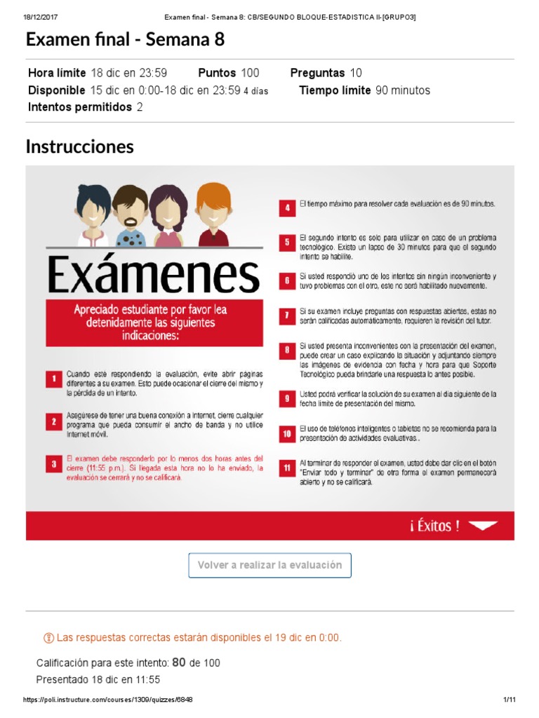 Examen Final - Semana 8 - CB - SEGUNDO BLOQUE-ESTADISTICA II - (GRUPO3) Estadistica 2 PDF | PDF ...