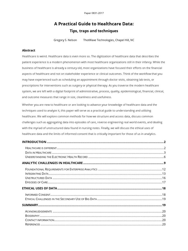 A Practical Guide To Healthcare Data | PDF | Electronic Health Record ...