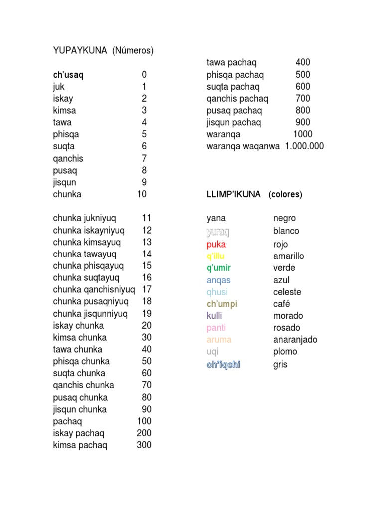 Números y Colores | PDF