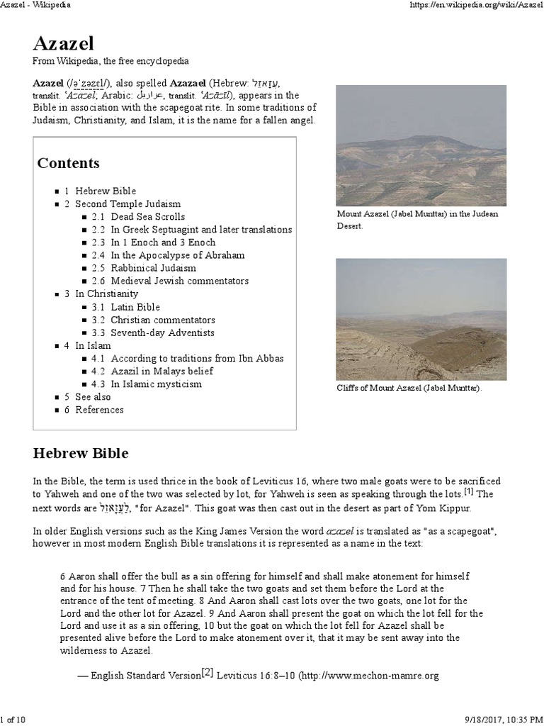 Azazel - Wikipedia | PDF | Religious Belief And Doctrine | Abrahamic ...