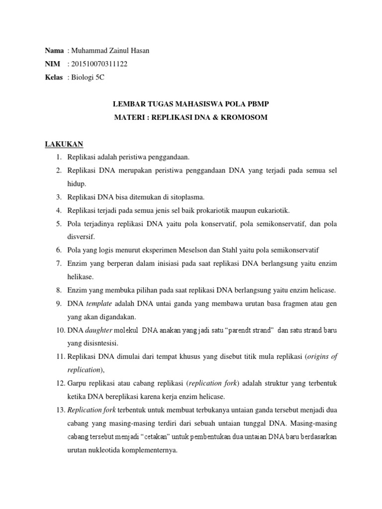 Proses Replikasi Kromosom dan DNA | PDF