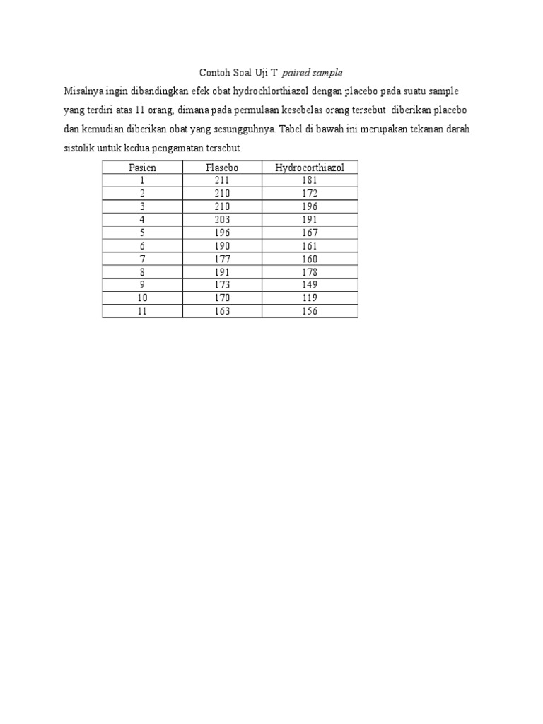 Contoh Soal Uji T Paired Sample | PDF