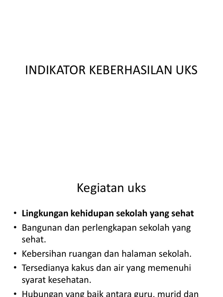 Indikator Keberhasilan Uks | PDF