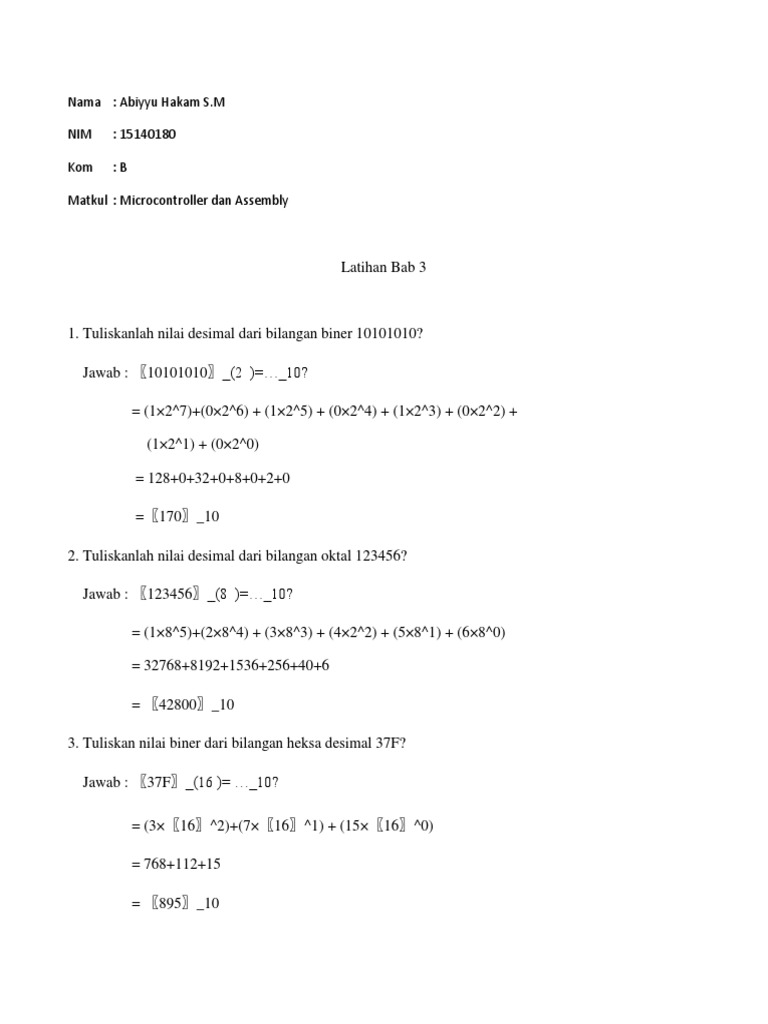 Contoh Soal Microprosessor Assembly | PDF
