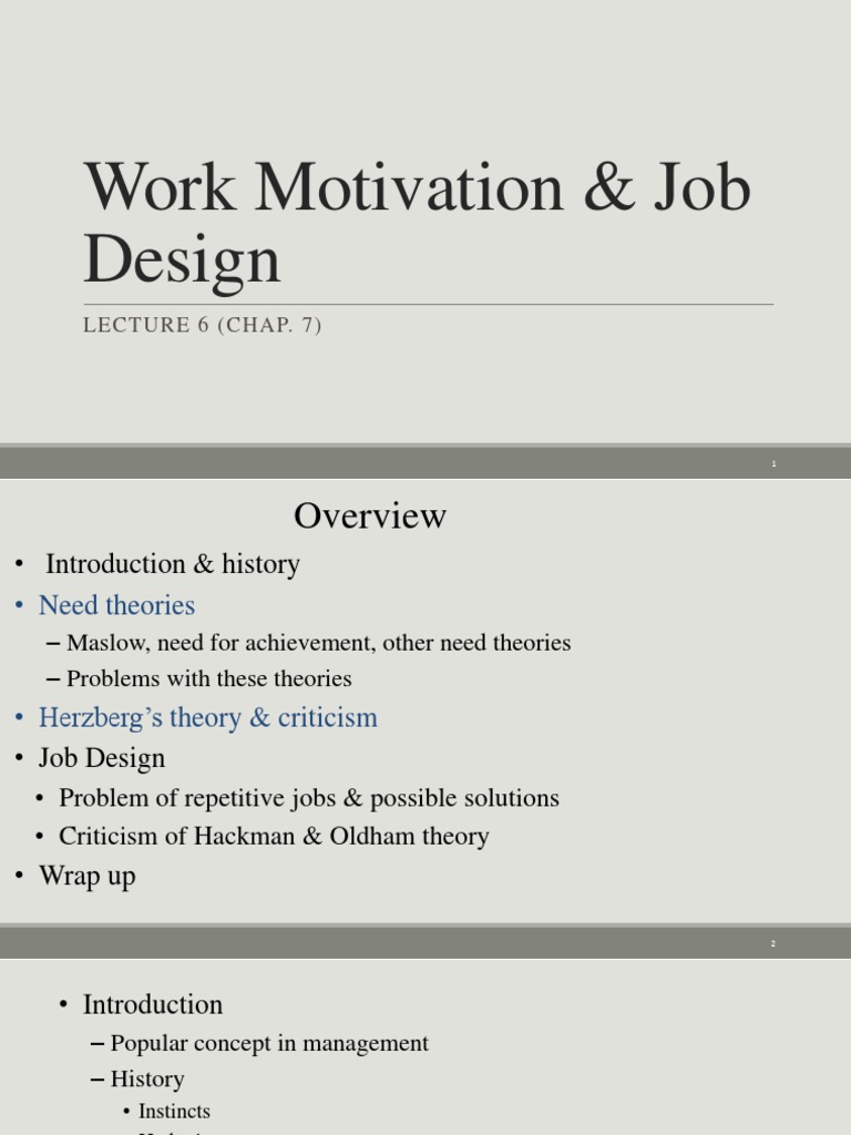 Work Motivation & Job Design (Lec. 6, Chap. 7) - UPDATED2 | PDF | Self ...