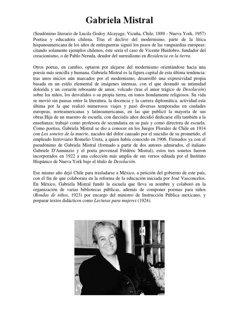 Gabriela Mistral | PDF | Poesía