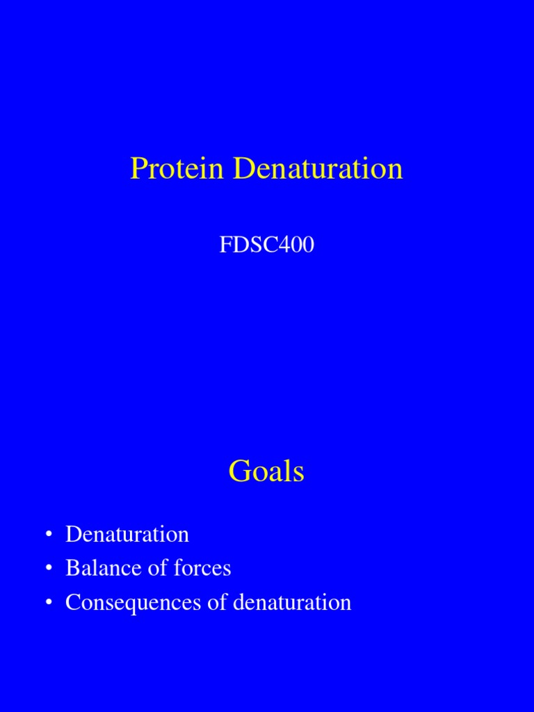 Notes On Protein Denaturation | PDF | Denaturation (Biochemistry ...