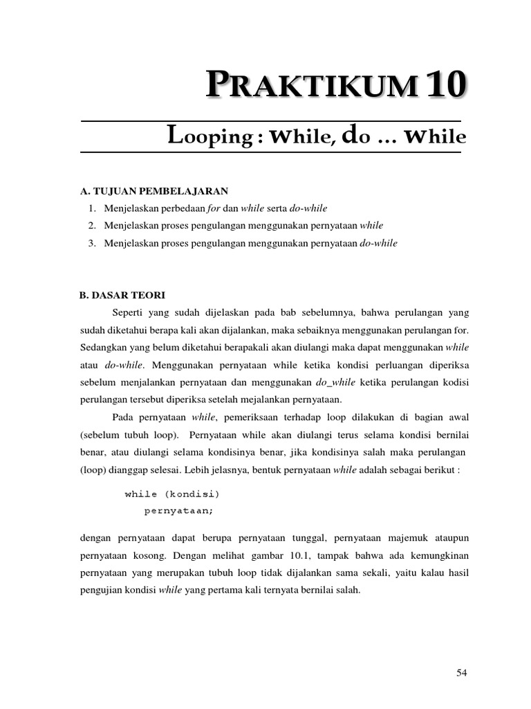 Prakt 10 Looping While Do While | PDF