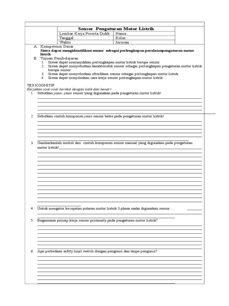 LKPD Kognitif Sensor | PDF