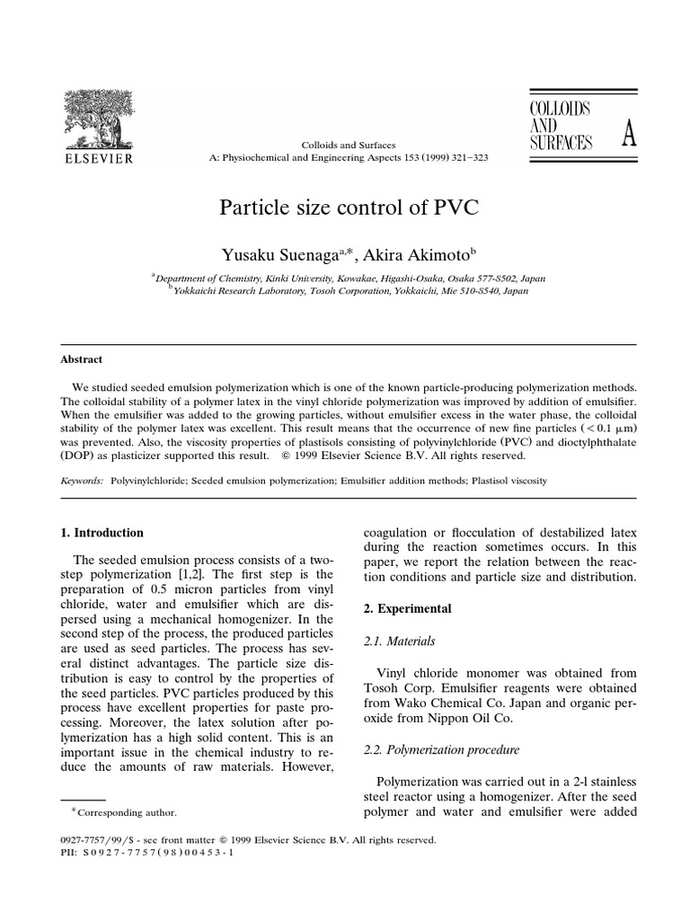 Particle Size Control | PDF | Emulsion | Polyvinyl Chloride