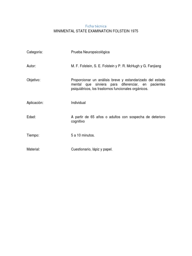 Ficha técnica-MINIMENTAL | PDF