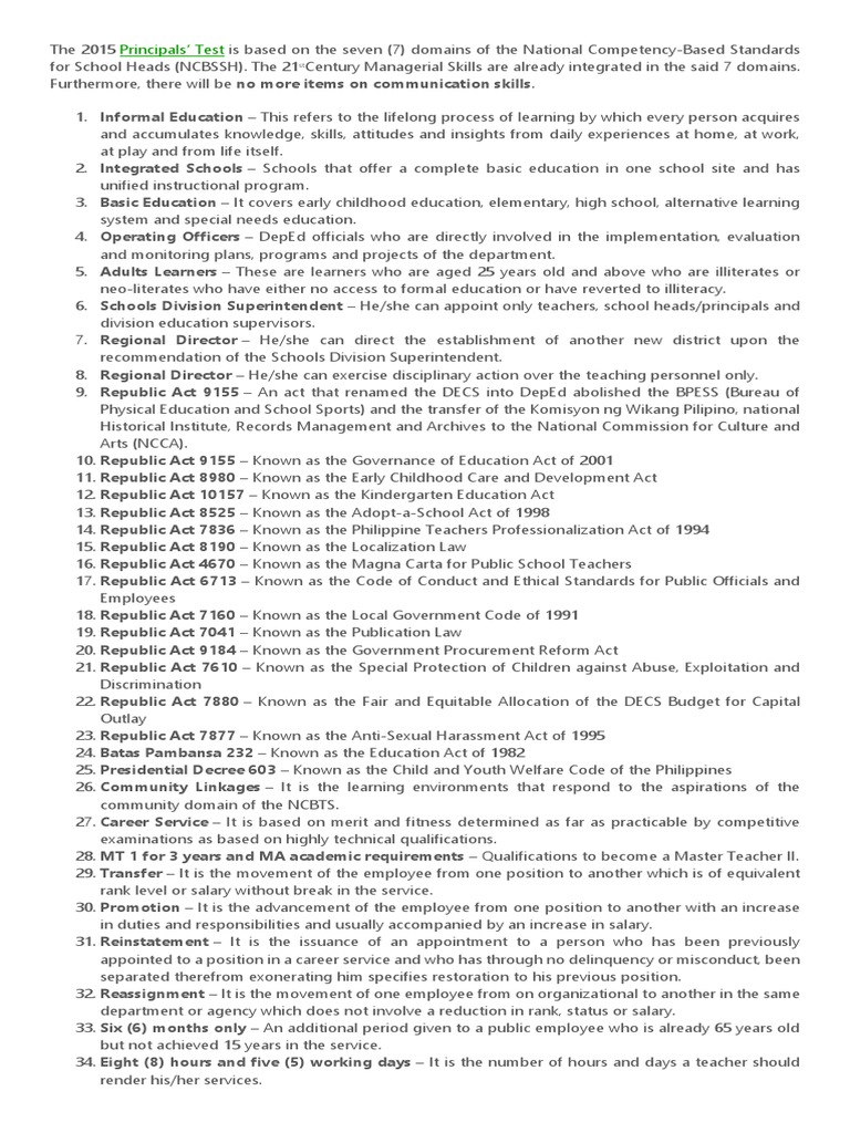 Review Material For Principal Exam | PDF | Teachers | World Bank