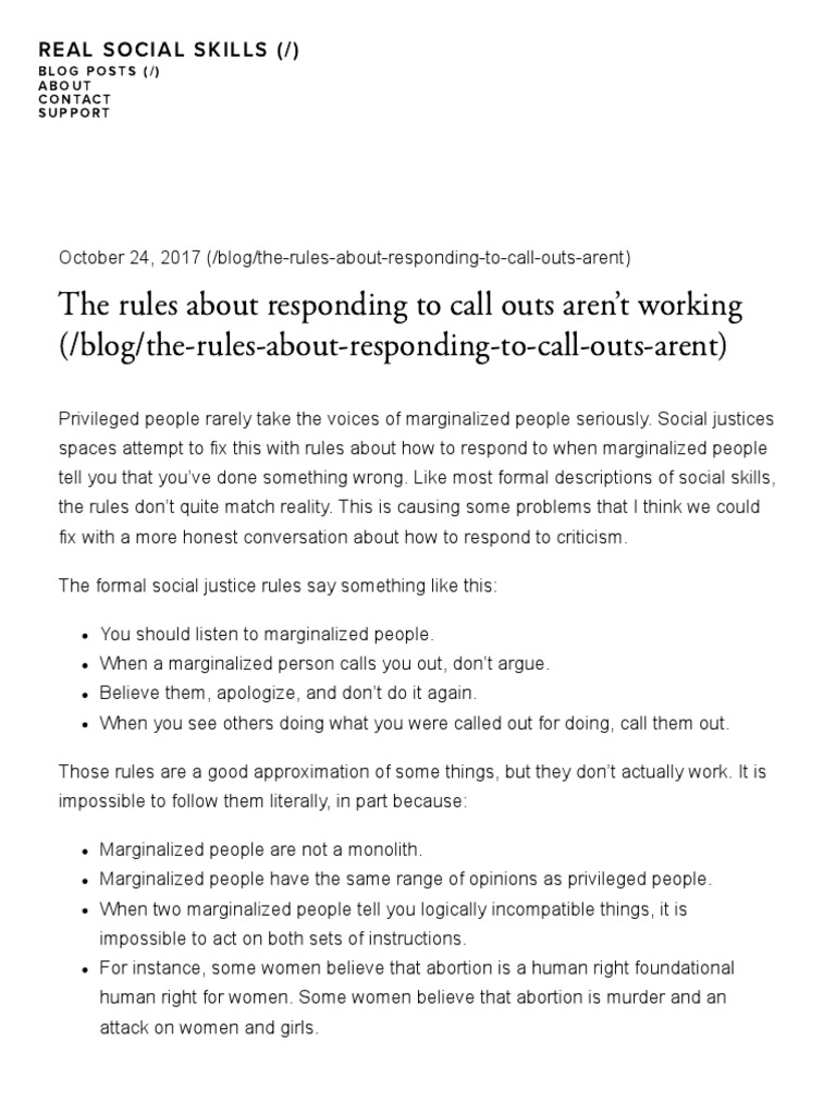 Rethinking Call-Out Culture Rules | PDF | Intersectionality ...