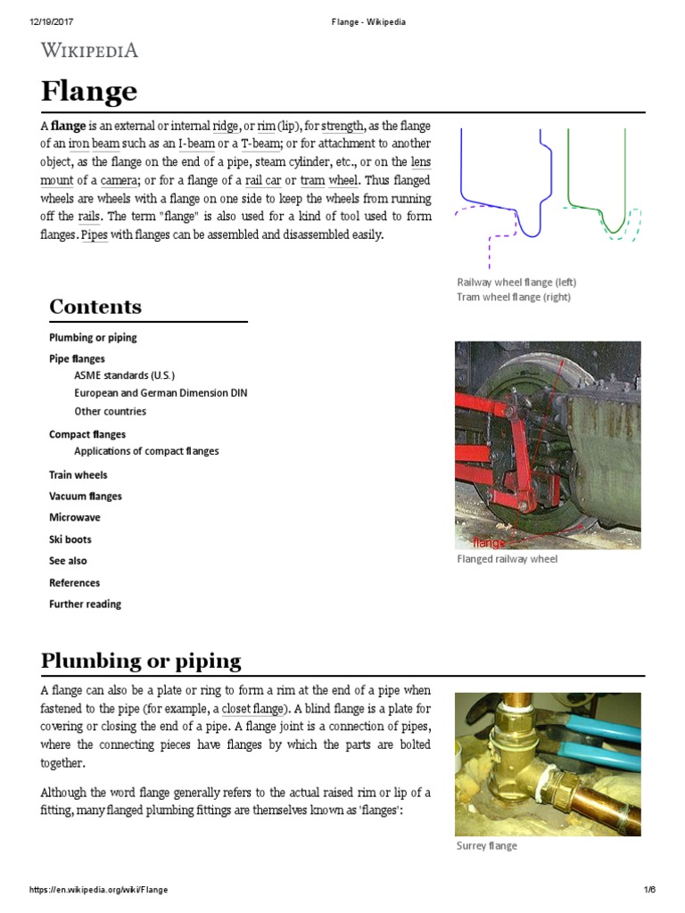 Flange - Wikipedia | PDF | Hydraulic Engineering | Plumbing