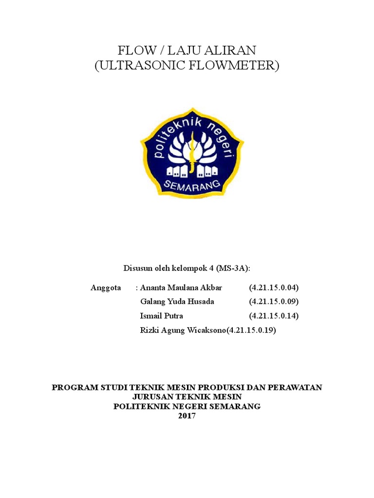 Kelompok4 - Sistem Pengukuran Flow Atau Laju Aliran (Ultrasonic ...