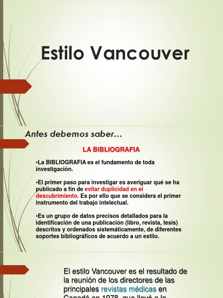 Estilo Vancouver | PDF | Publicación | Bibliografía