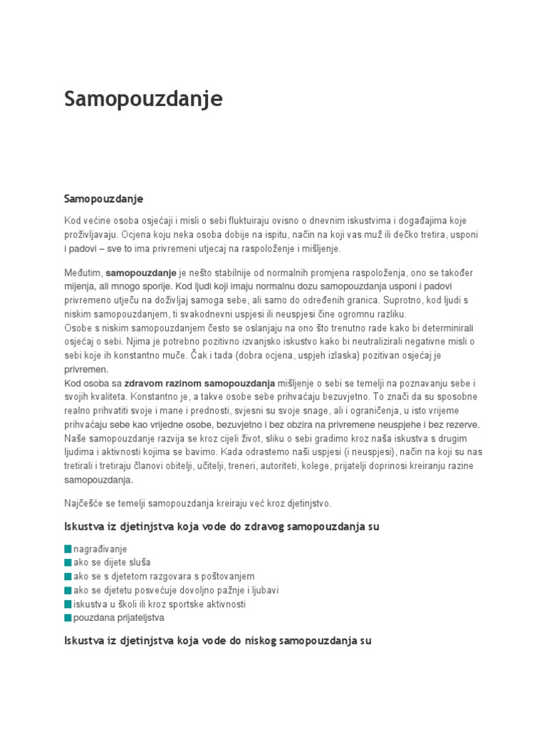Samopouzdanje | PDF