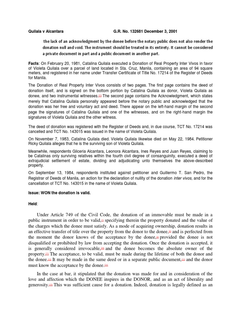 Quilala V Alcantara G.R. No. 132681 December 3, 2001 | PDF | Notary ...
