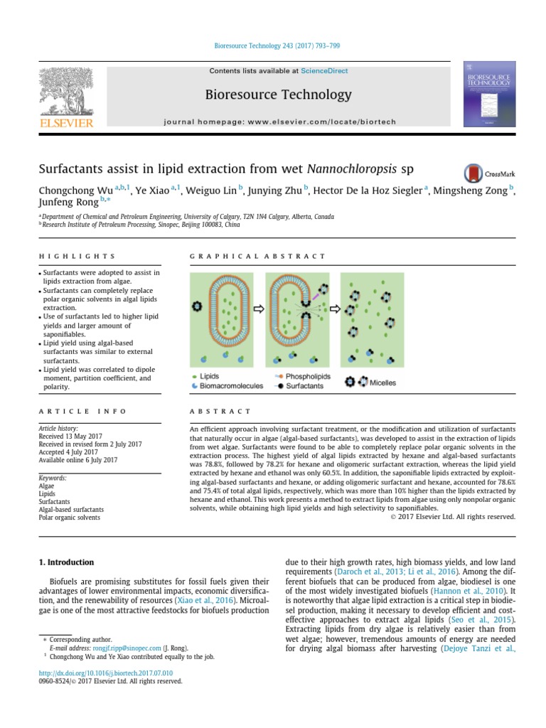 Bioresource Technology | PDF | Algae Fuel | Biofuel