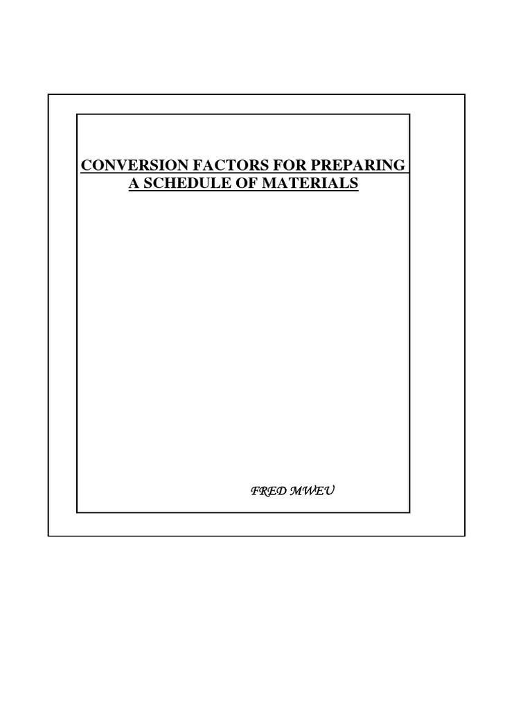 Conversion Factors (1) - Material Schedule | PDF | Paint | Mortar (Masonry)