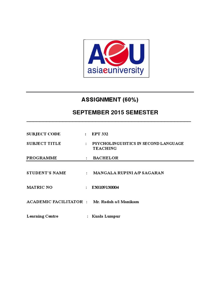EPE211 Mangala Rupini E30109130004 | PDF | Second Language ...