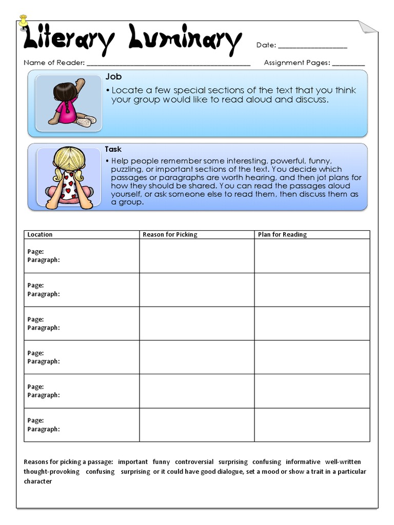 Literary Luminary Sheet | PDF | Career & Growth