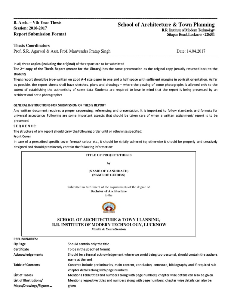 School of Architecture & Town Planning: Report Submission Format | PDF ...