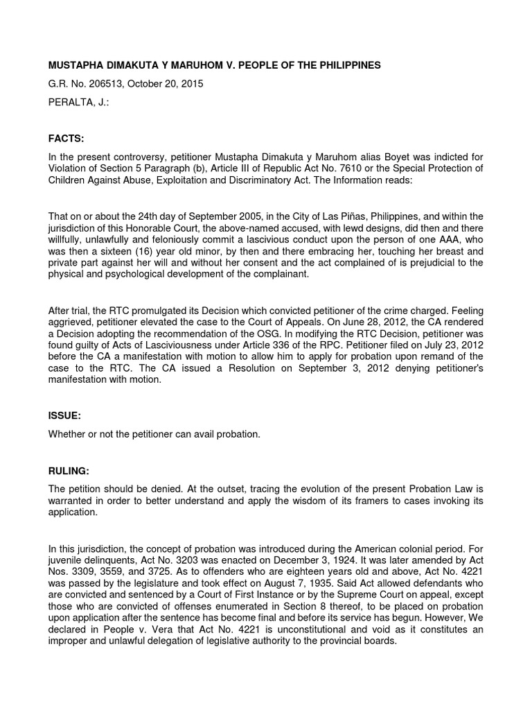 Mustapha Dimakuta Maruhom v. People | PDF | Probation | Sentence (Law)