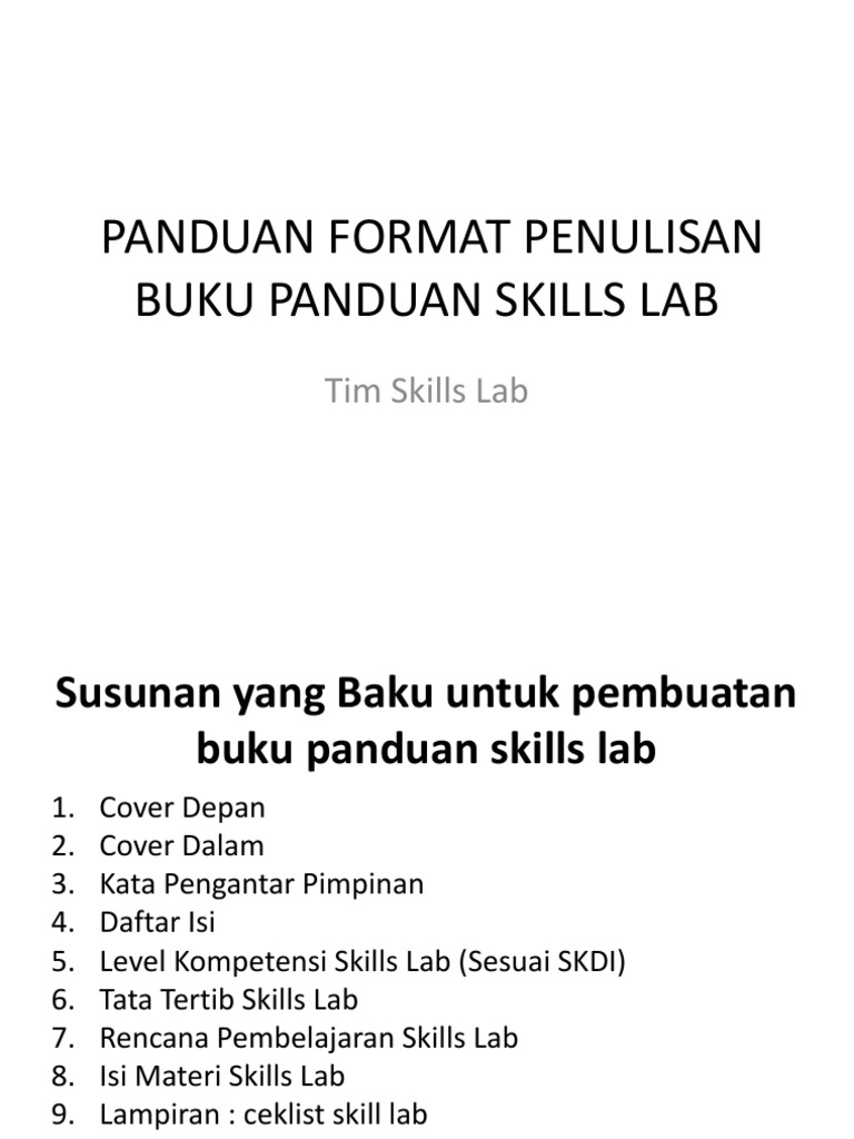 Panduan Format Penulisan Buku Panduan Skills Lab | PDF