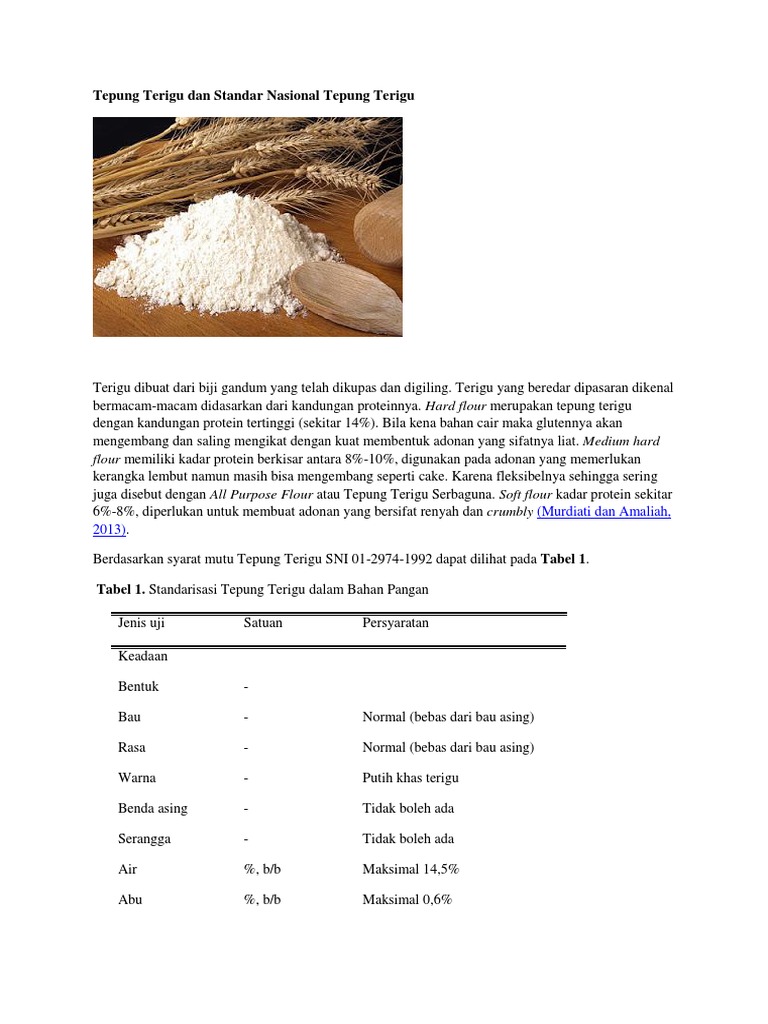 Komposisi dan Sifat Tepung Terigu | PDF