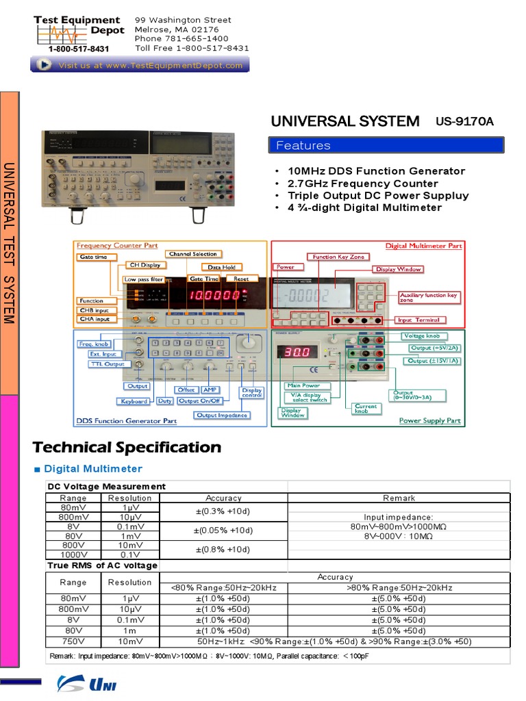 Us 9170a Datasheet | PDF | Power Supply | Electrical Impedance
