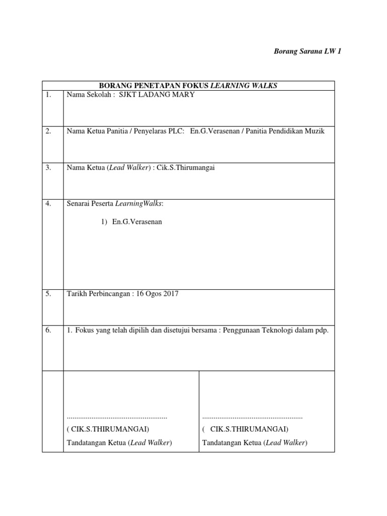 Borang Sarana LW 1 | PDF
