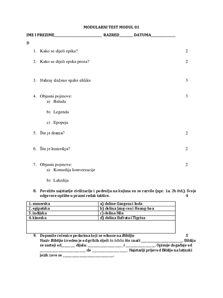Modularni Test Modul 01 1e B | PDF
